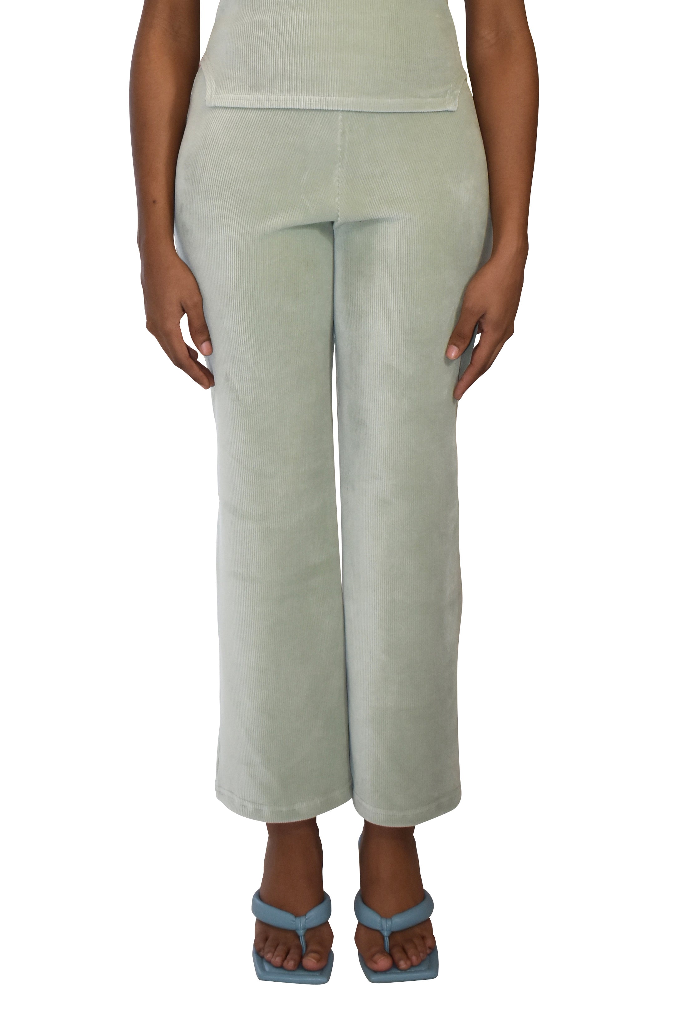 Rib Cotton Velvet Mix 'Manu' Trousers Seafoam – No Wallflower Project